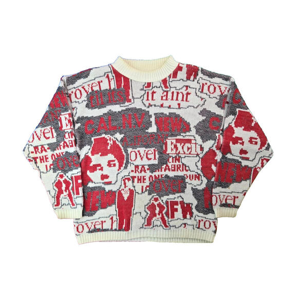 Sweaters | Vintage 7s 80s Charlie Chaplin New Wave Pop Art Knit ...